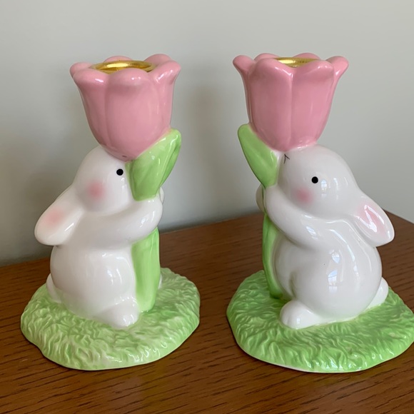 Hallmark | Holiday | Vintage Hallmark Bunny Candle Holders Set Of 2 ...